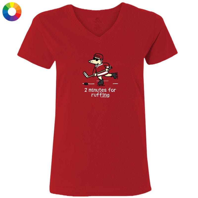 Two Minutes for Ruffing - Ladies T-Shirt V-Neck – Teddy the Dog