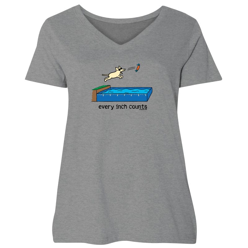 Every Inch Counts - Ladies Curvy V-Neck Tee – Teddy the Dog