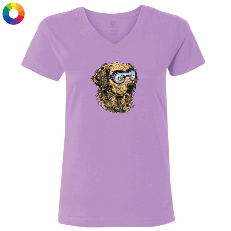 Golden Goggles - Ladies T-Shirt V-Neck – Teddy the Dog