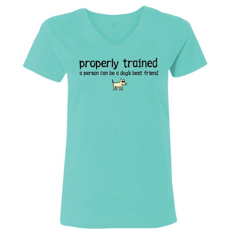 Properly Trained - Ladies T-Shirt V-Neck – Teddy the Dog